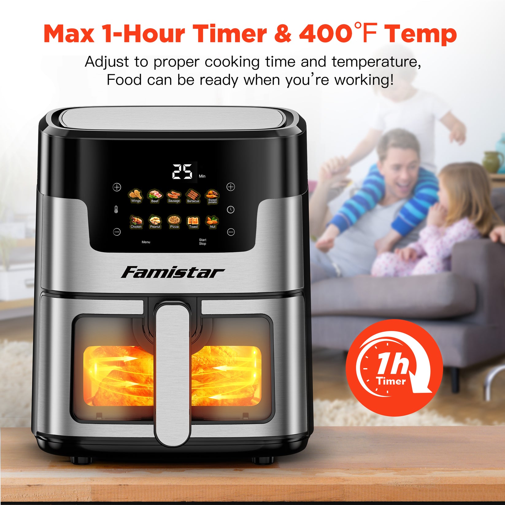 7.5QT Digital Air Fryer Oven | 10-in-1 Touchscreen Air Fryer for ...