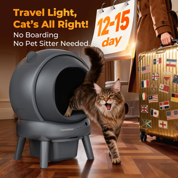 Famistar Smart Self-Cleaning Cat Litter Box with Mat & 2-roll set of ...