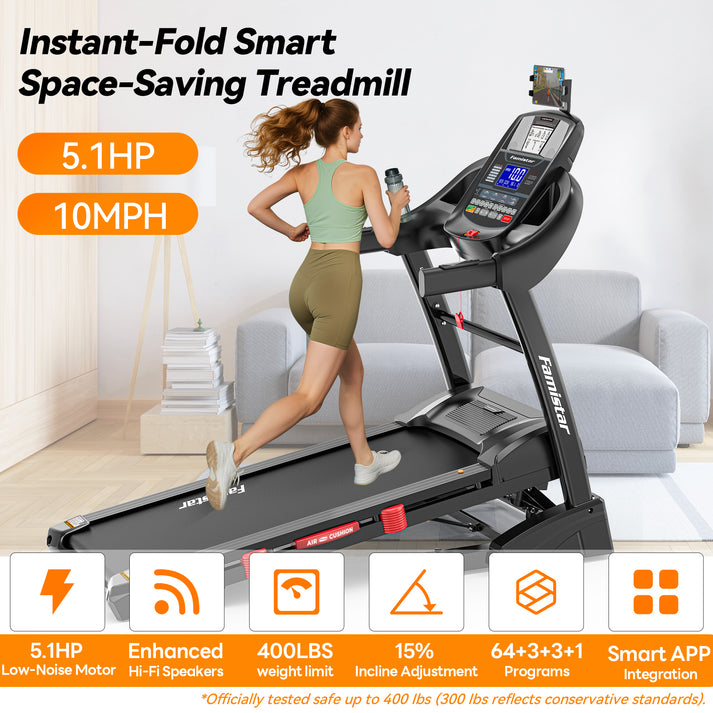 Famistar | Smart Folding Treadmill for Home – Multiple-Level Auto ...
