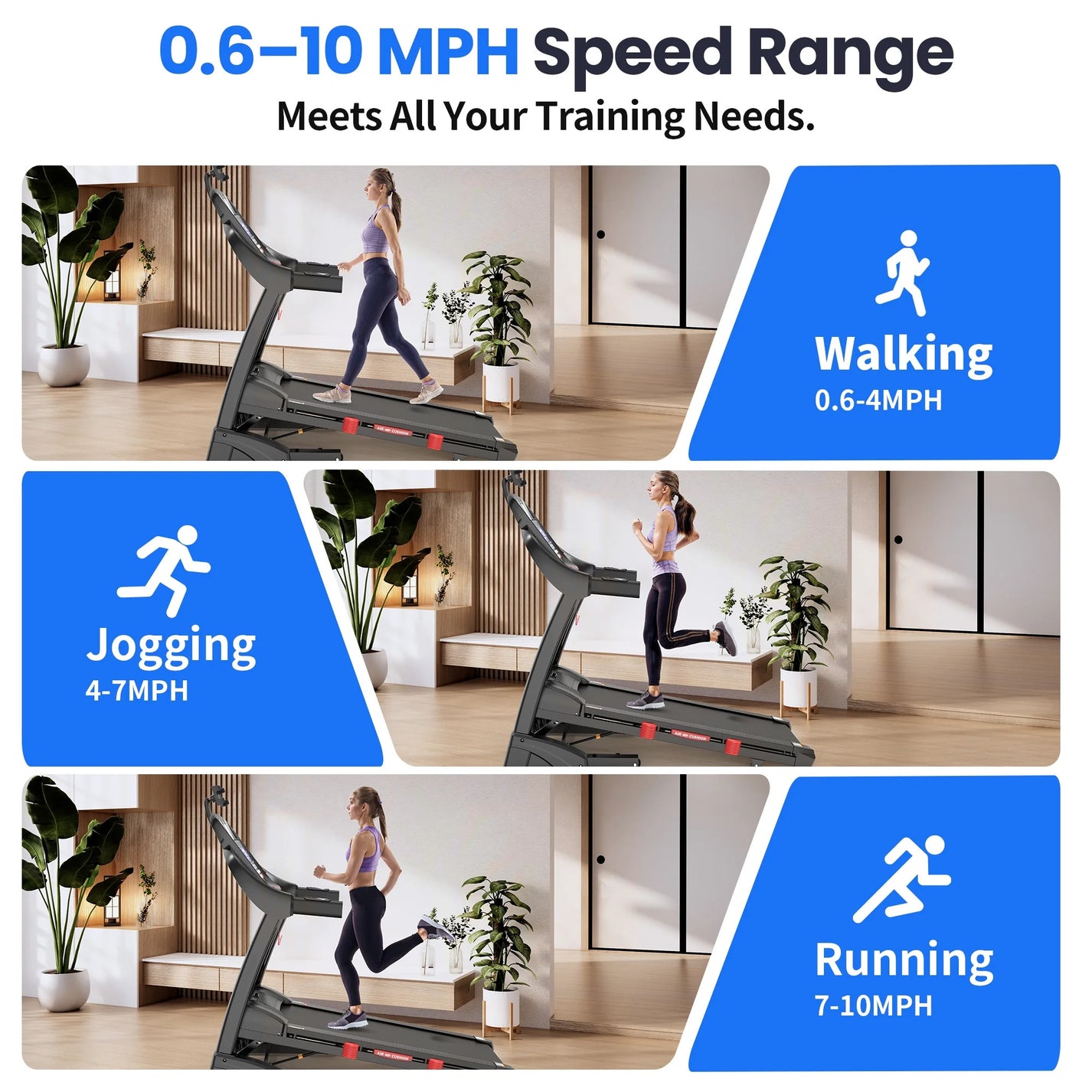 Folding Electric Smart Treadmill– 5.1 HP Brushless Motor, 15 Incline ...
